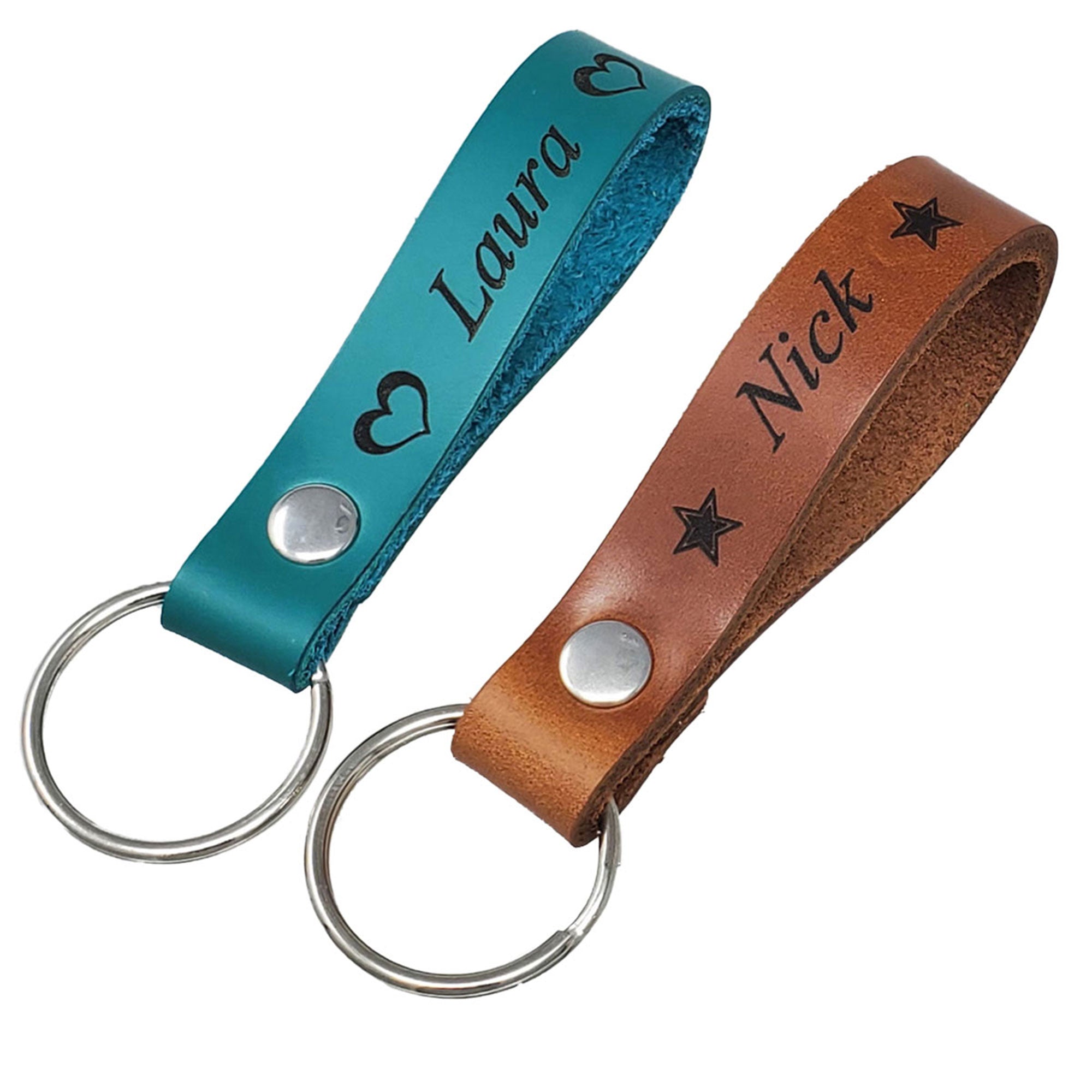 Personalized Leather Keychains -Custom Leather Keyrings Engraved ...
